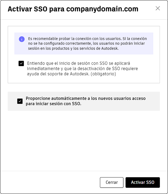 Probar y activar SSO