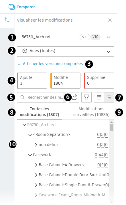 Interface Visualiser les modifications