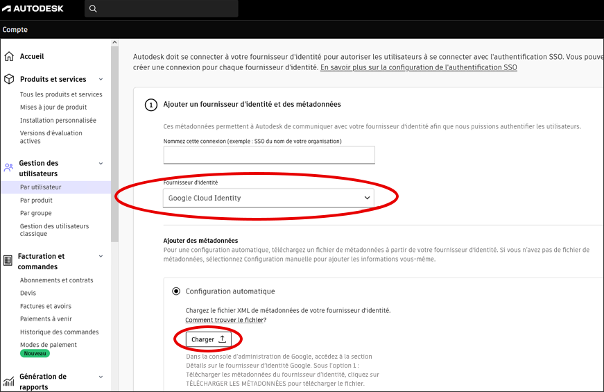 Configuration de l’authentification SSO avec Google Cloud Identity