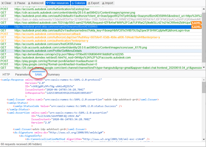 Procédure : exécuter un suivi SAML