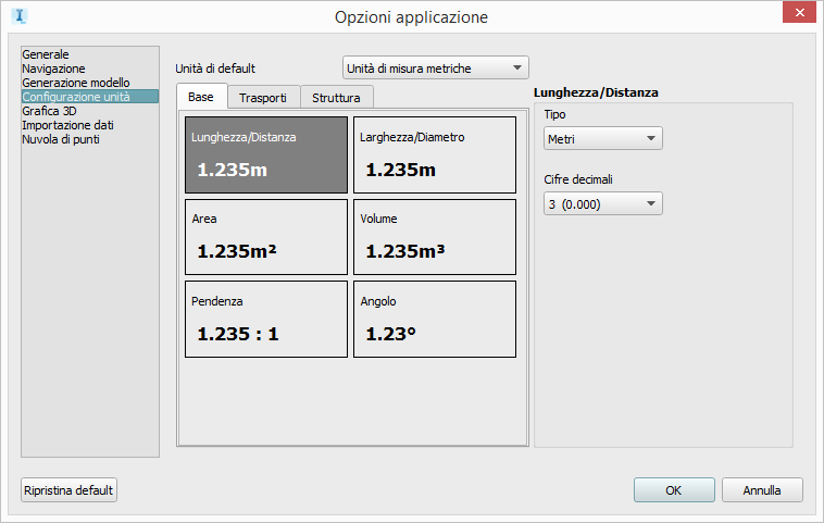 Impostazione delle opzioni di configurazione unità