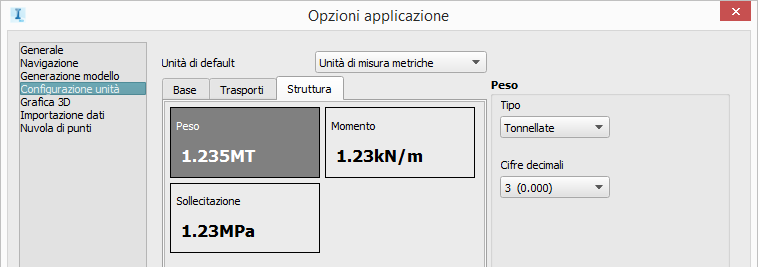Impostazione delle opzioni di configurazione unità