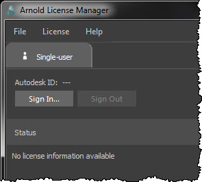 サインインしてシングルユーザ Arnold のアクティベーションを行う