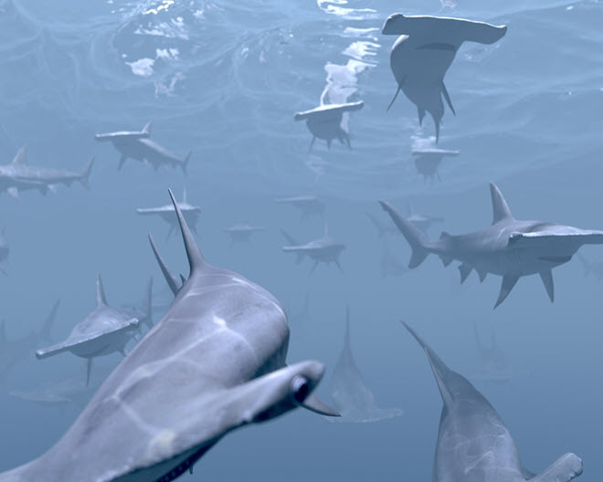 フォグを使用した水中シーン