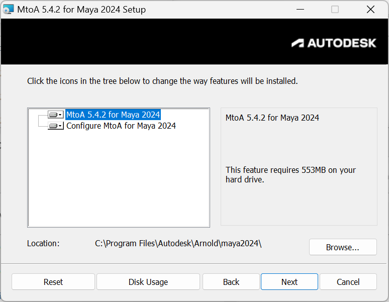 Windows に Arnold for Maya をインストールする