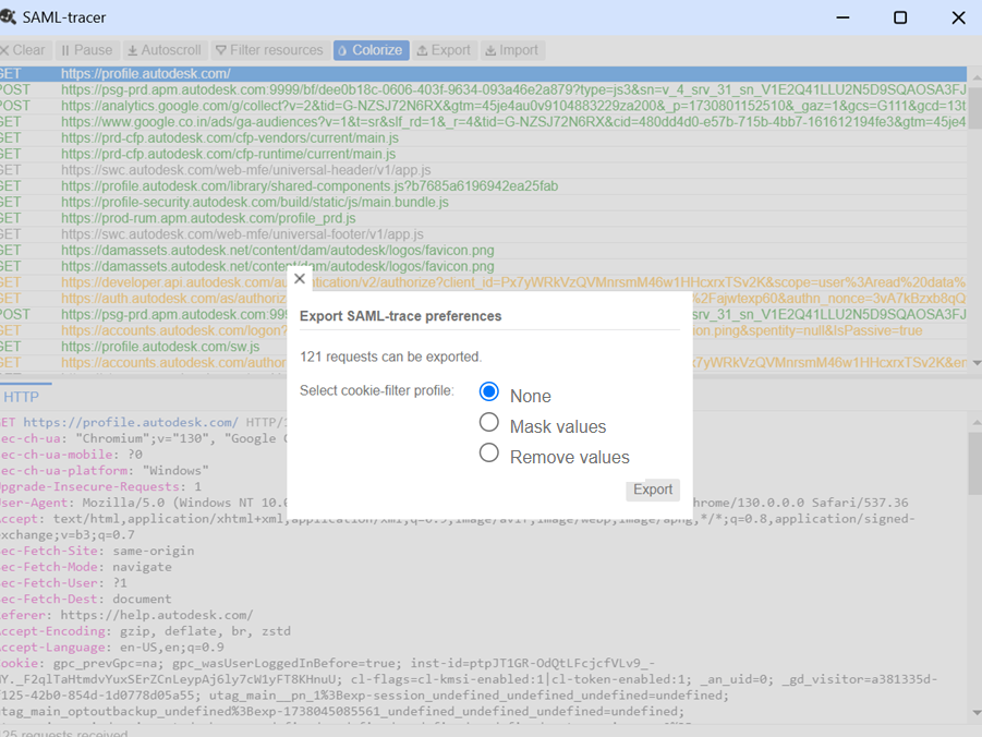 방법: SAML 추적 실행