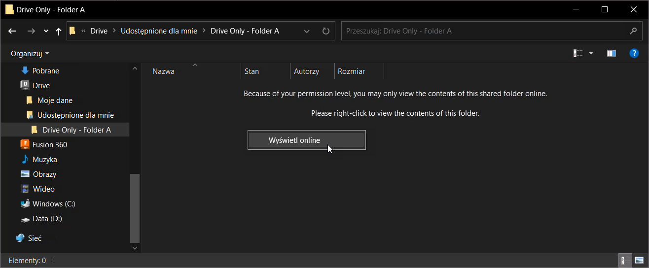 Usługa Autodesk Drive: udostępnianie folderów