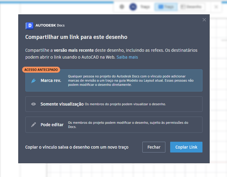 Compartilhar um desenho do Autodesk Docs para marcas de revisão de vários usuários