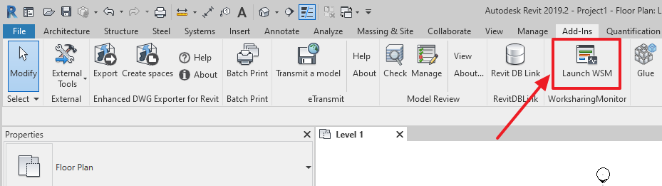 Revit 的“附加模块”选项卡中缺少 Worksharing Monitor