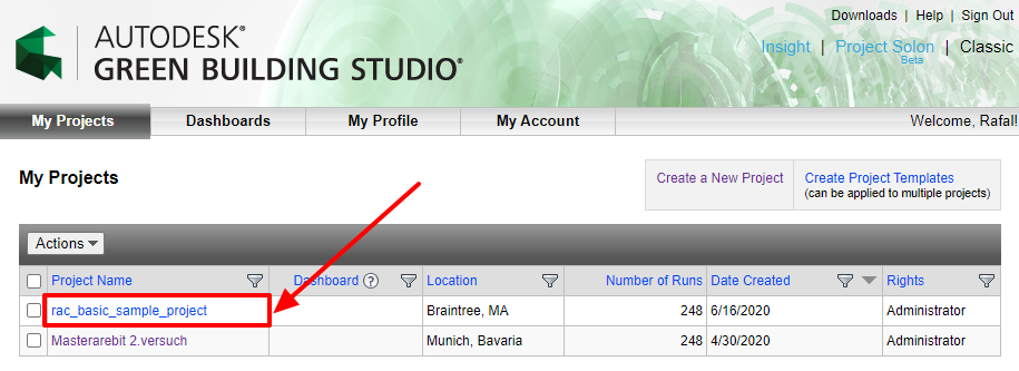 웹 브라우저를 통해 Revit에서 생성된 gbXML 파일을 Green Building Studio에 업로드할 수 없음