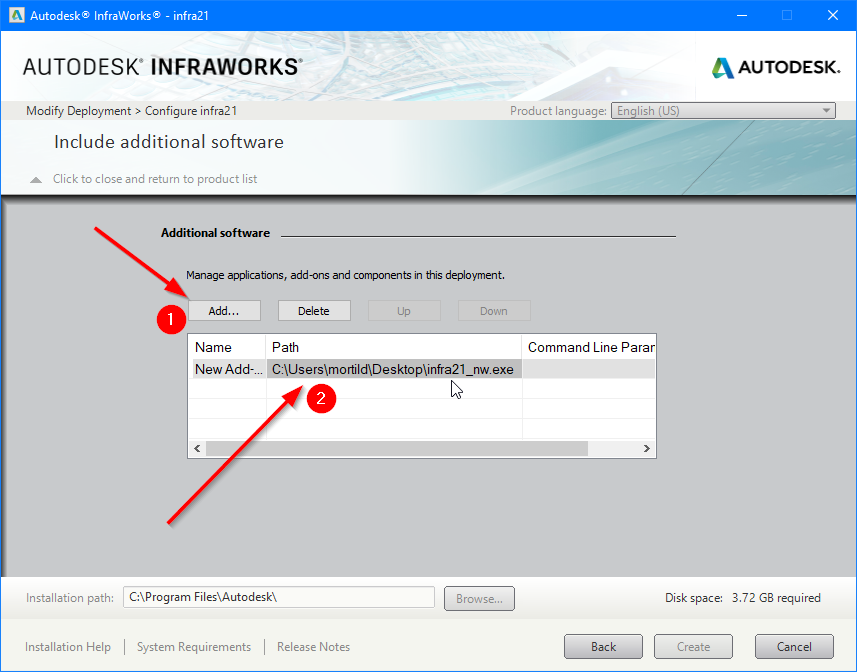 Infraworks 2021 deployment creation tool does not allow to select "Network" as license type