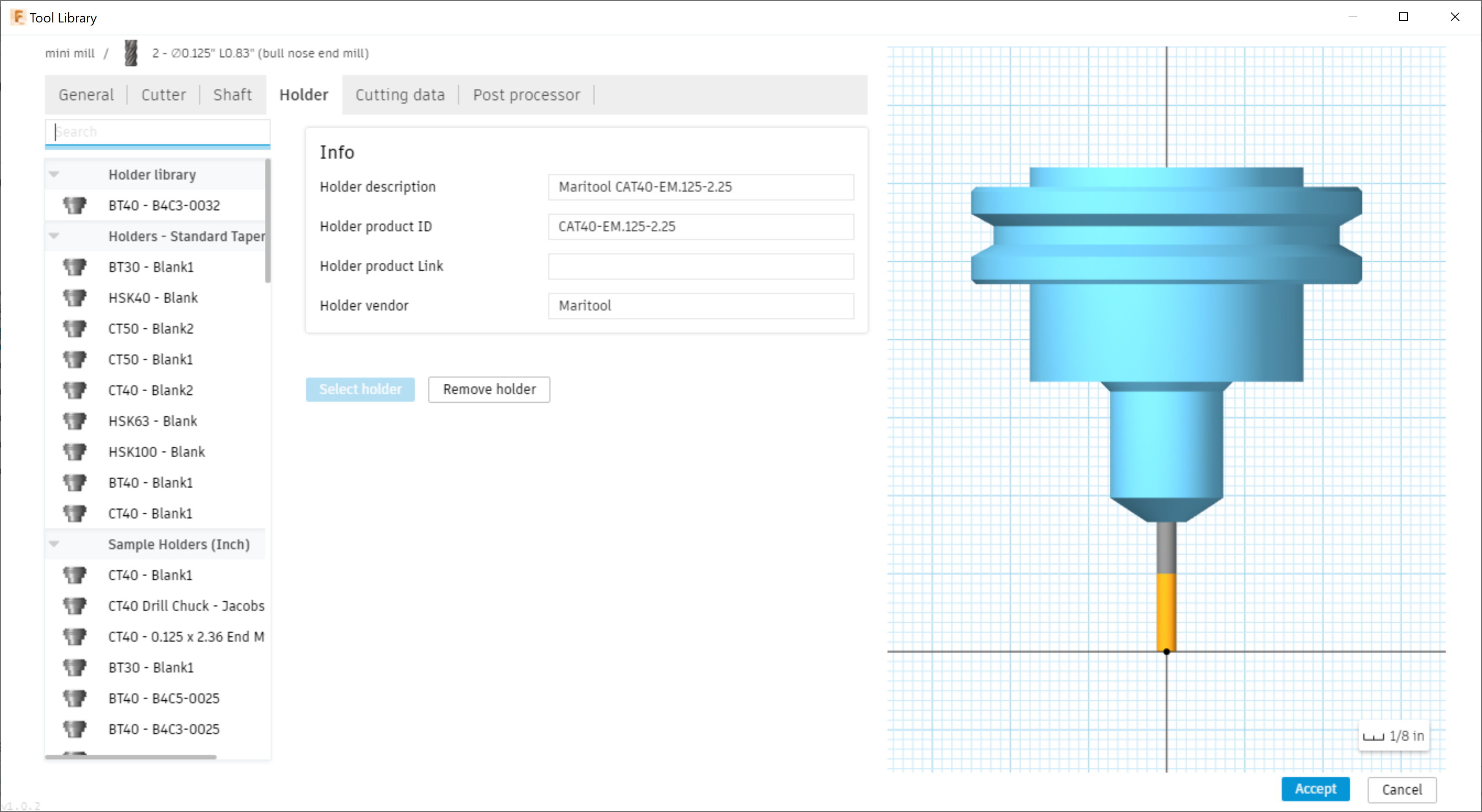 How to edit sample tools and tool holders in Fusion