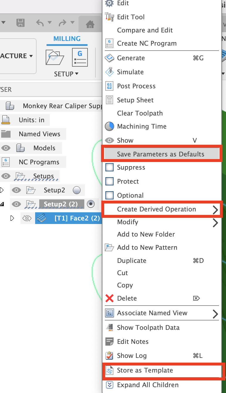 How to save CAM toolpath settings in Fusion 360