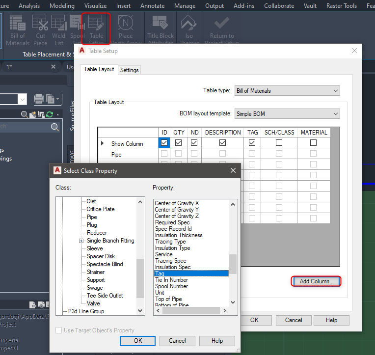 How to add Tags in the BOM of Isometric drawings in AutoCAD Plant 3D