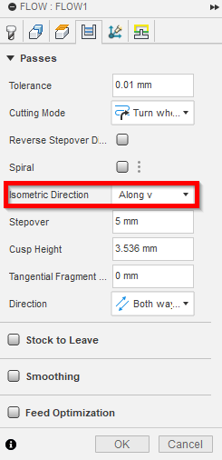 Flow toolpath direction arrows missing in Fusion