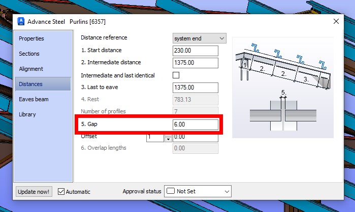 Apex Tie - Sag Rod connection not able to place in model in Advance Steel