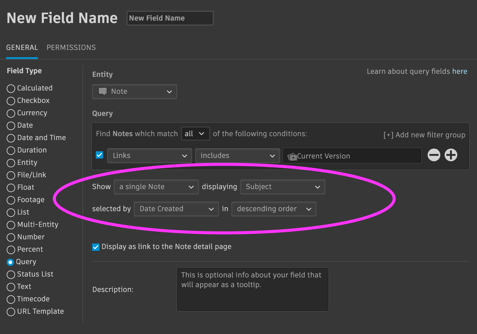 Create field on versions to display the latest note even if status is ...