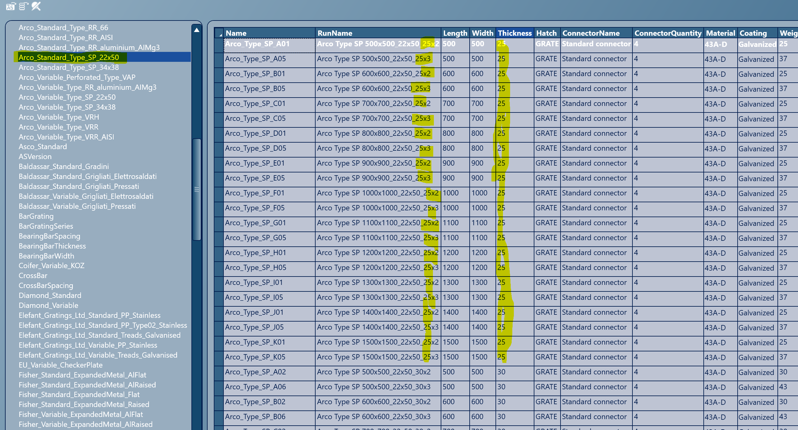 How to set stair tread by grating with other thickness in Advance Steel