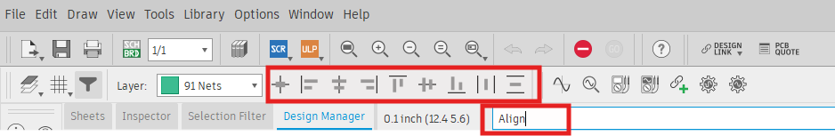 How to display Align command button in schematic editor in Eagle