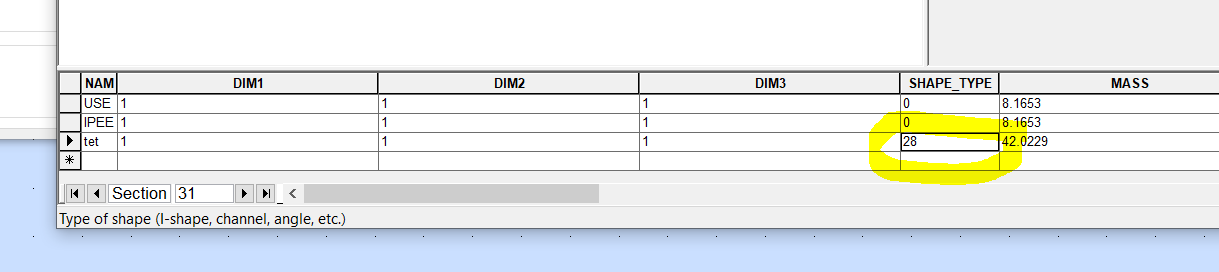 Assigning shape type to sections saved in user database in Robot Structural Analysis