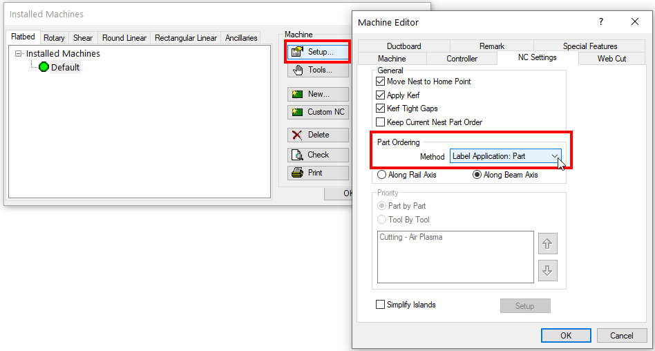 Parts not cut in the same order as Labels in CAMduct