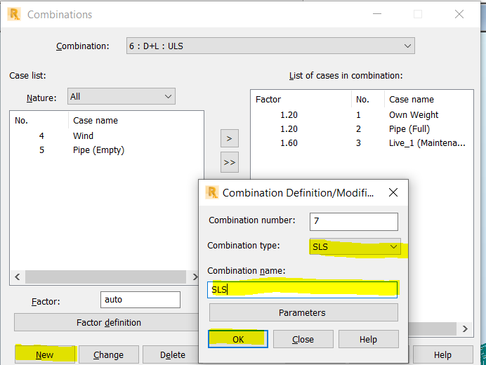 Simple lead cases only taken into account while steel member SLS ...