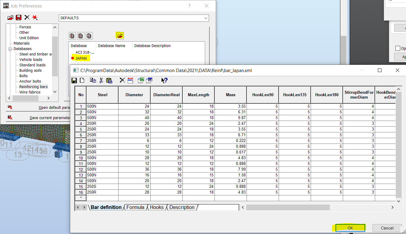 Creating new reinforcement bars database in Robot Structural Analysis