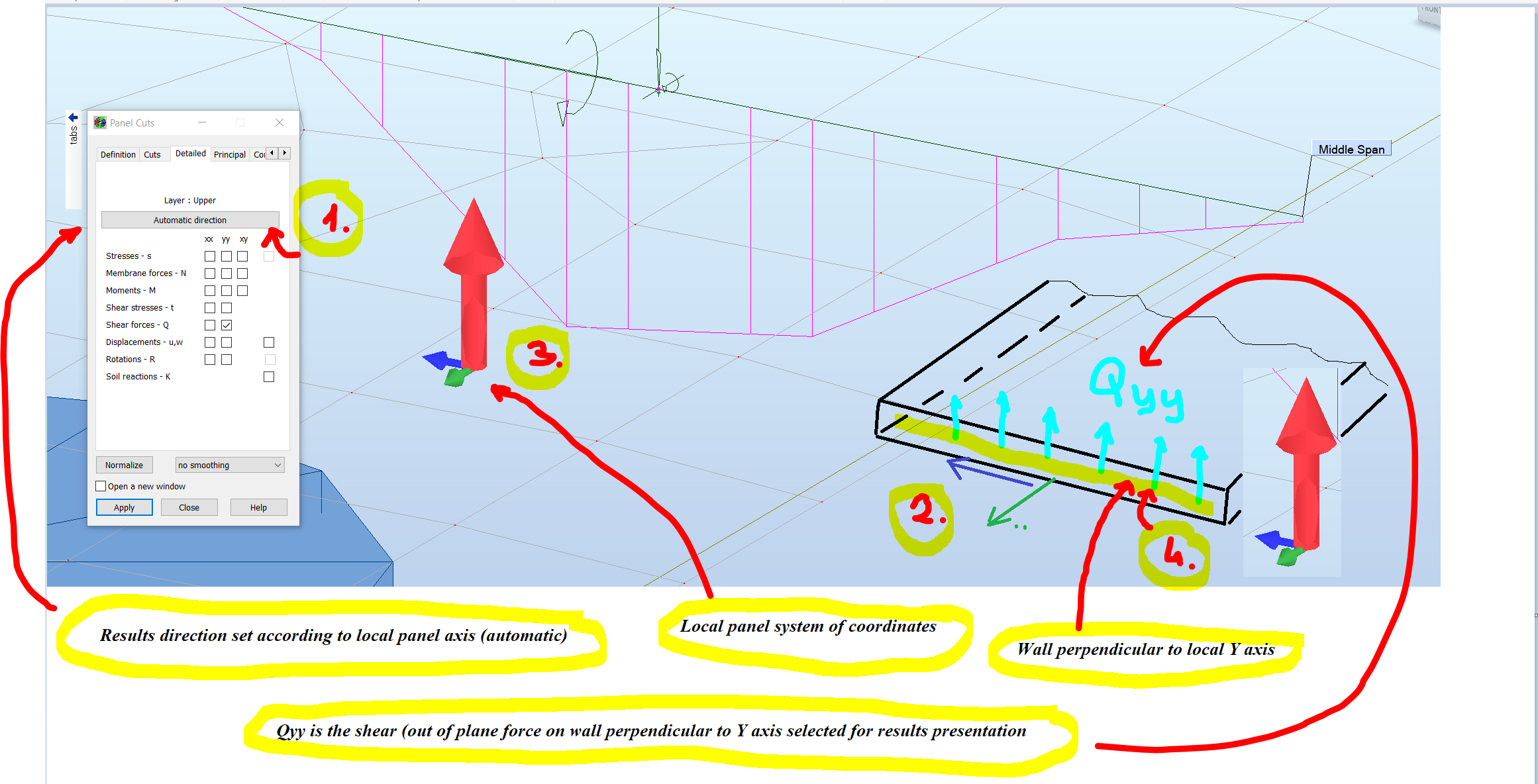 Robot Structural Analysis에서 쉘 요소에 대한 빠른 전단력을 해석하는 방법