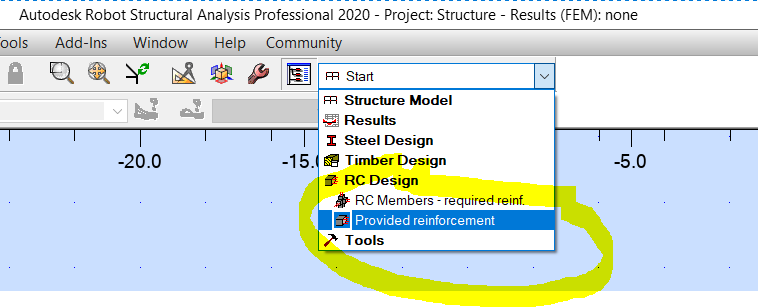 RC provided reinforcement standalone mode in Robot Structural Analysis