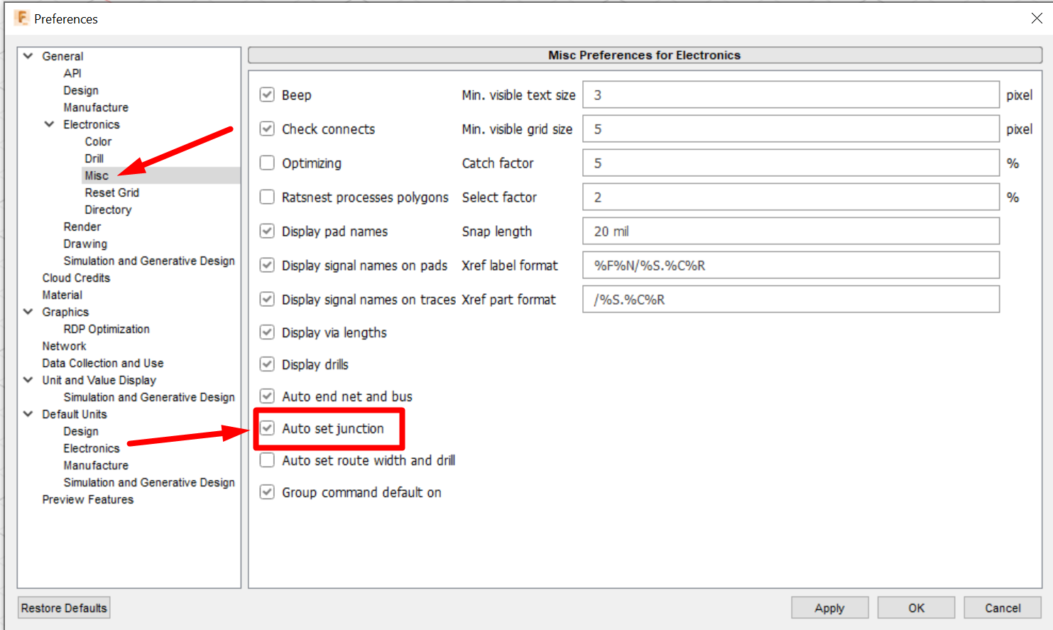 In a schematic when docking to existing lines, there is no automatic junction (node) in Fusion ...
