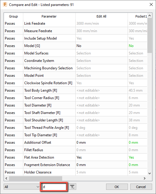 How to change cut direction (toolpath parameters) for multiple toolpaths in Fusion