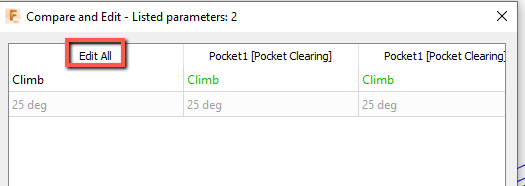 How to change cut direction (toolpath parameters) for multiple toolpaths in Fusion