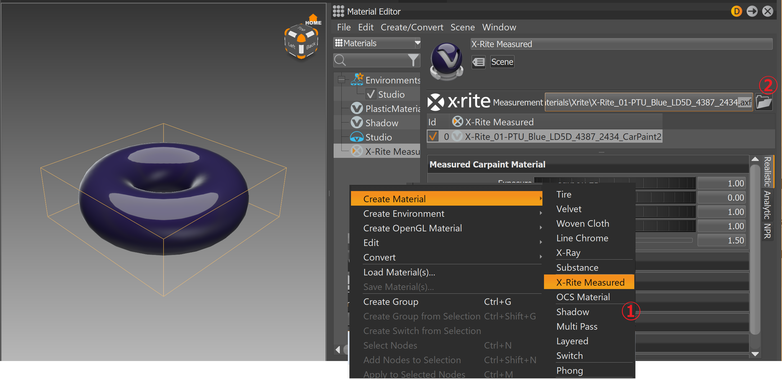 AxF、CPA、BTF ファイルをVREDに読み込んでマテリアル化する方法
