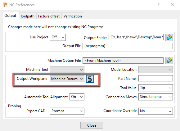 如何在 PowerMill 中强制任何新 NC 程序使用特定的锁定工作平面。