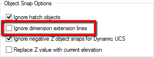 Unable to snap to endpoint of dimension extension line in AutoCAD ...