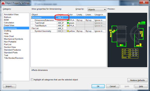 How to put new dimensions on an existing layer (AutoCAD Mechanical ...