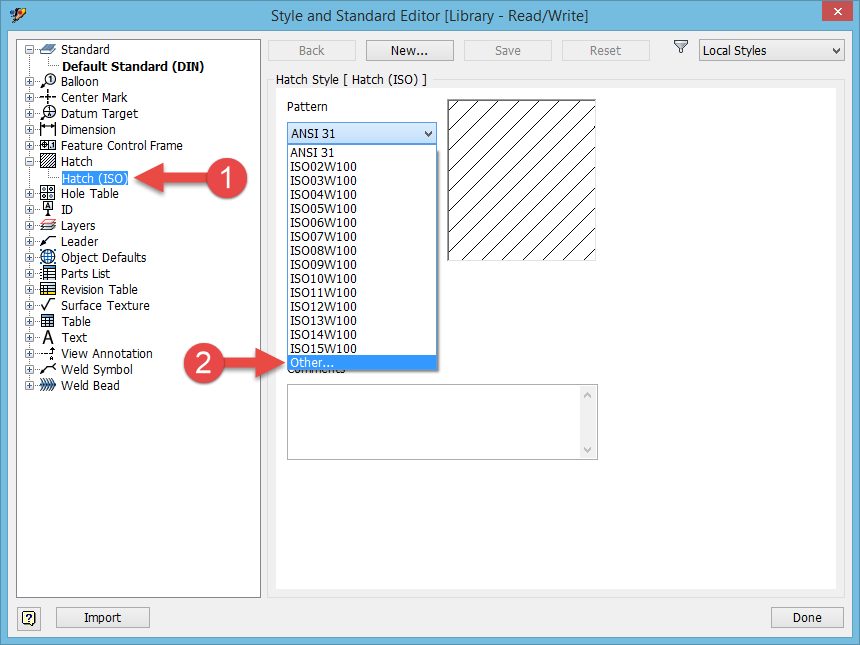 How To Import Custom Hatch And Use It For Specific Materials In Inventor