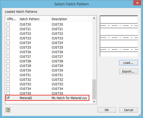 How To Import Custom Hatch And Use It For Specific Materials In Inventor