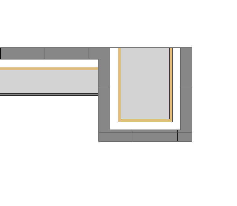 Compound wall's finishes wrap around a nearby architectural column