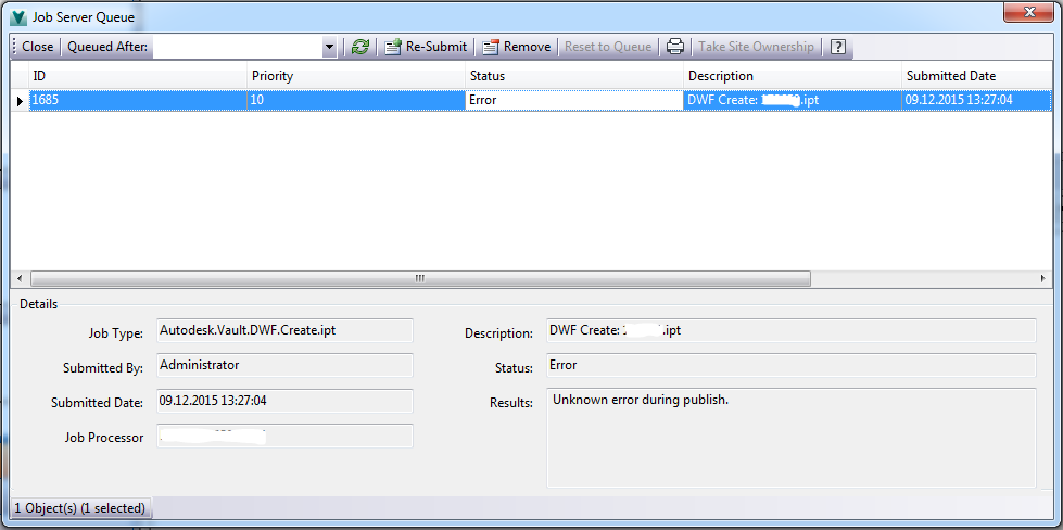 When creating the preview for Autodesk Vault Explorer, the message ...