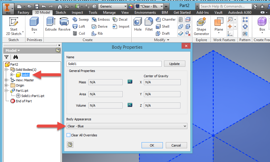 Transparency is lost when derive part or assembly in Inventor