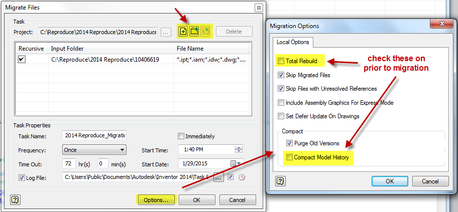 Inventor: Use Task Scheduler to check files for failures