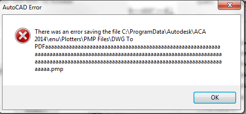 Error when saving PDF with a long file name in AutoCAD