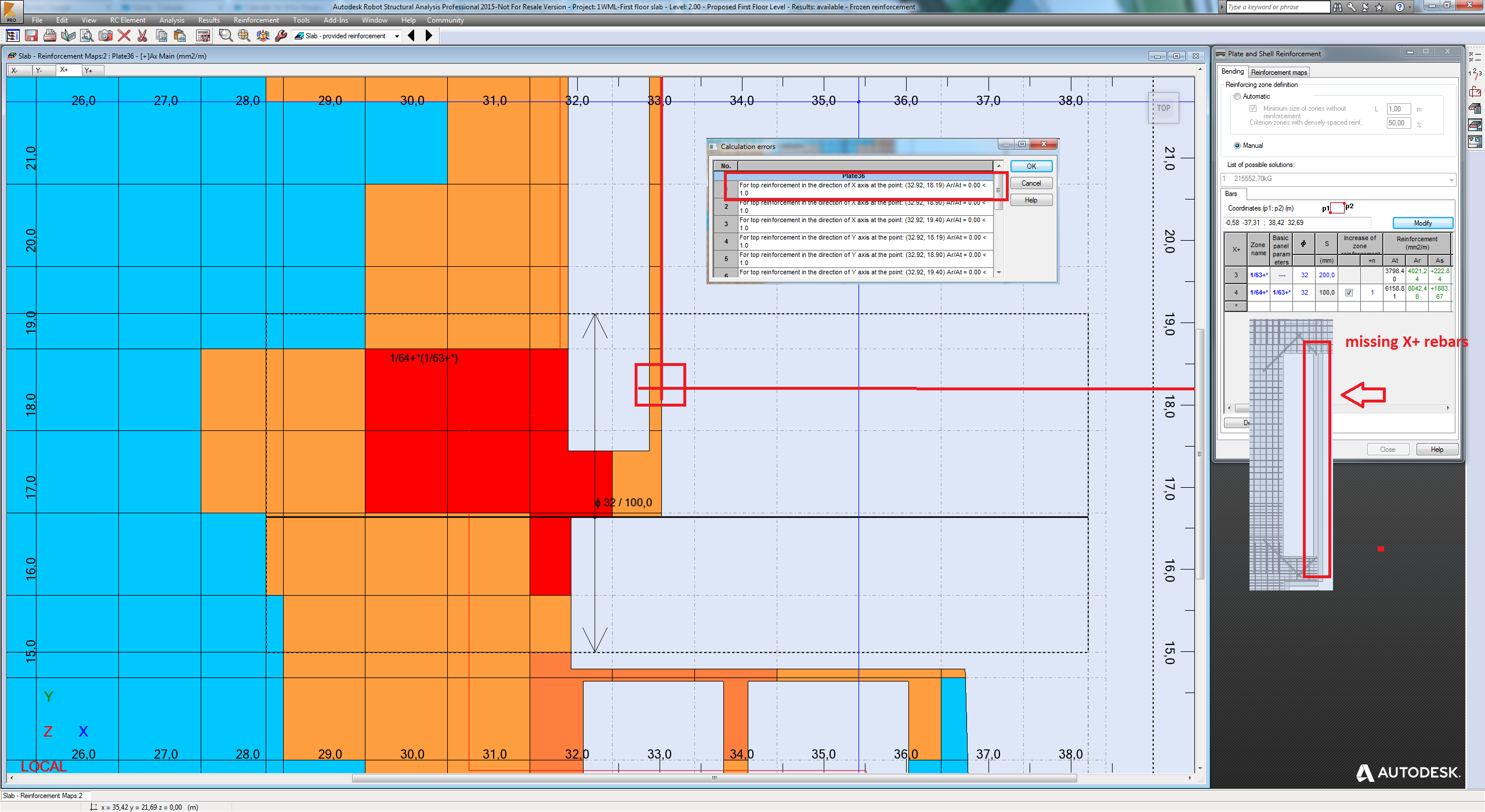 "For top or bottom reinforcement in the direction of X or Y axis at the ...