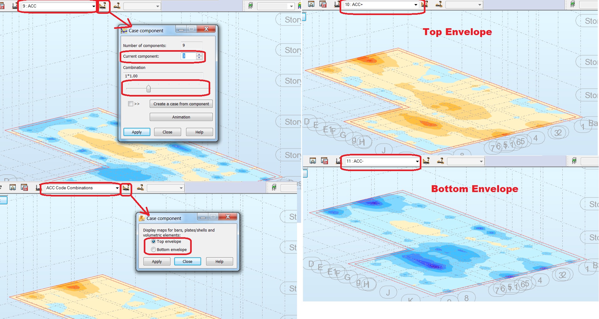 How to display map envelope for code combinations or list of simple load cases / manual ...