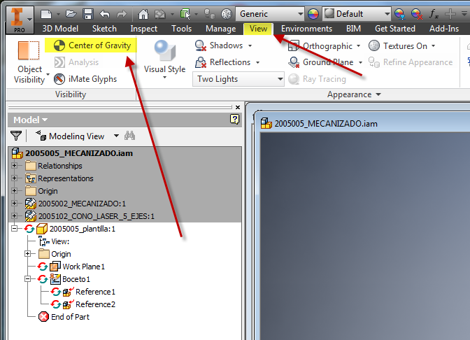 How to disable Center of Gravity in canvas in Inventor