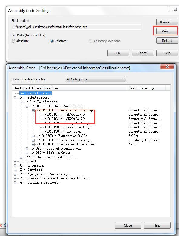 Assembly Code dialog: Chinese characters replaced by non-Chinese characters