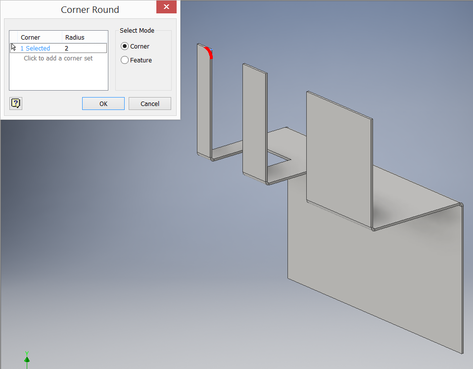 Sheet metal cut sequence affects corner round results