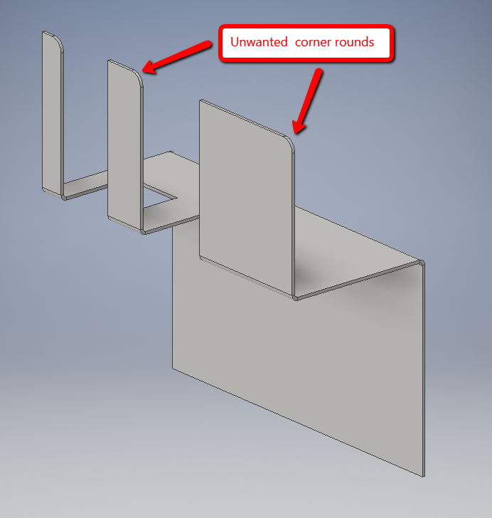 Sheet metal cut sequence affects corner round results