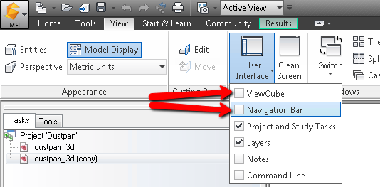 ViewCube and Navigation Bar missing in Moldflow